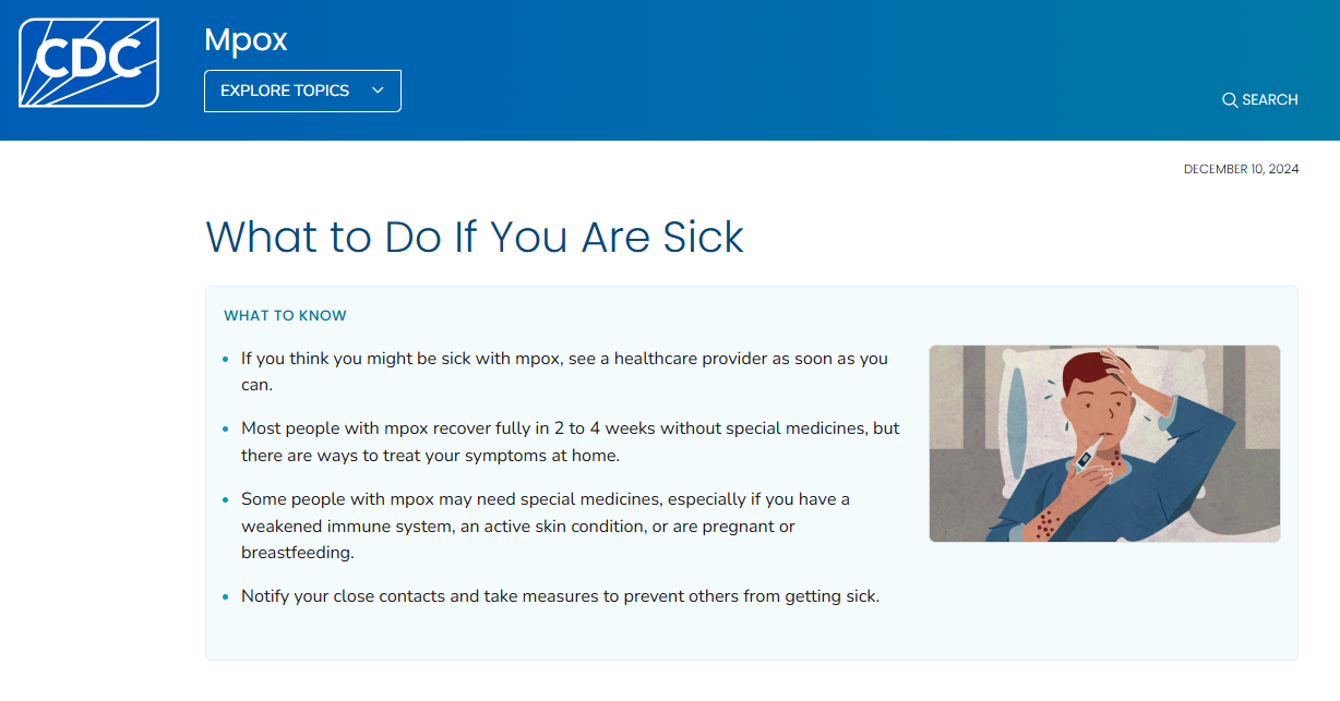 Factsheet: What to Do If You Are Sick with Mpox | Vaccine Resource Hub